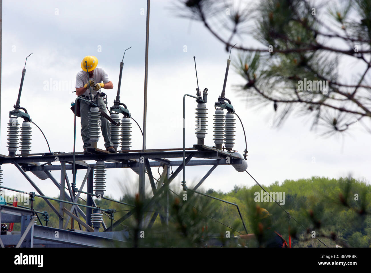 Utility Workers Updating Electrical Substation Stock Photo - Alamy
