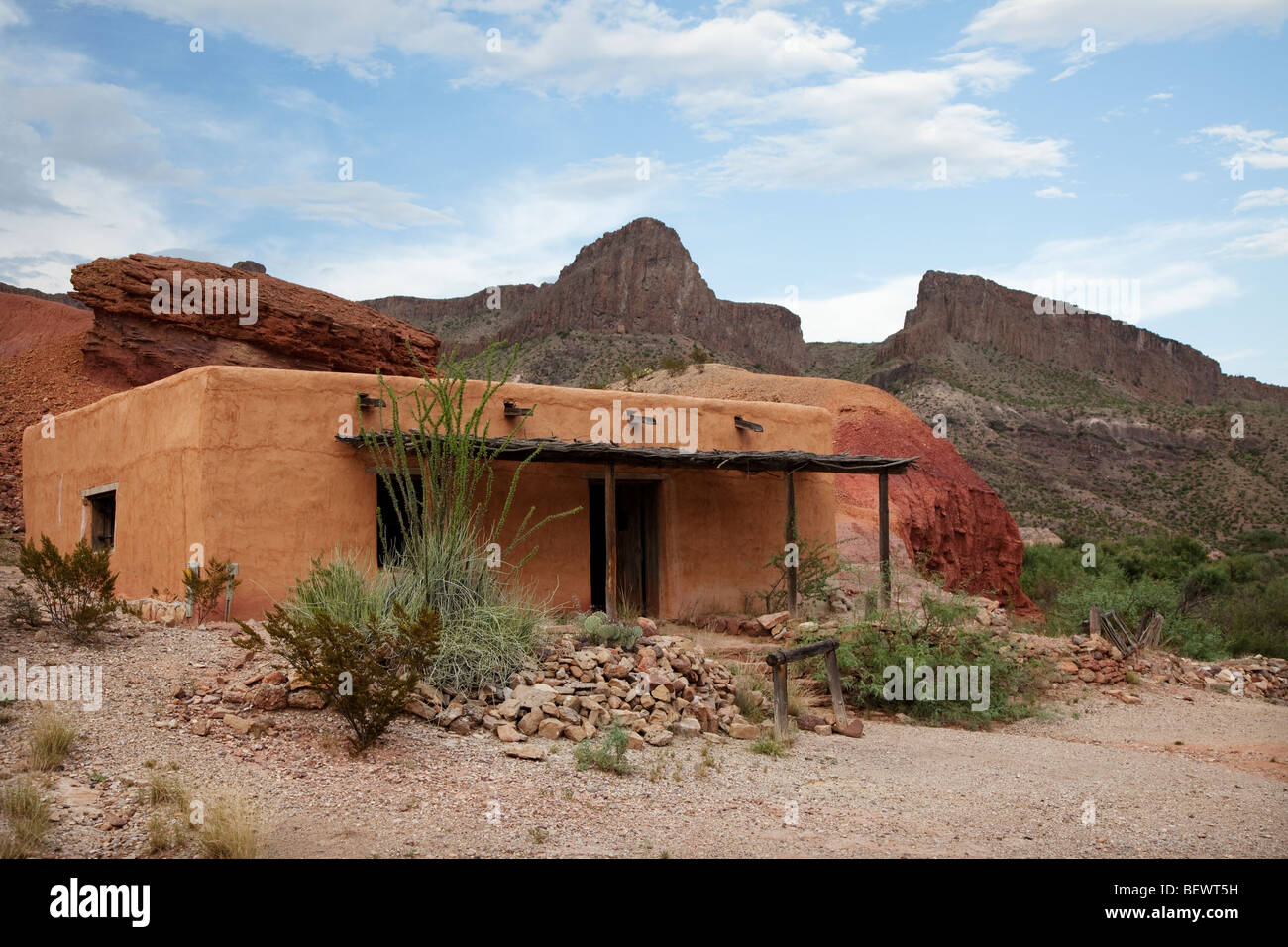 Abandoned movie set on banks of the Rio Grande river Big Bend Ranch ...