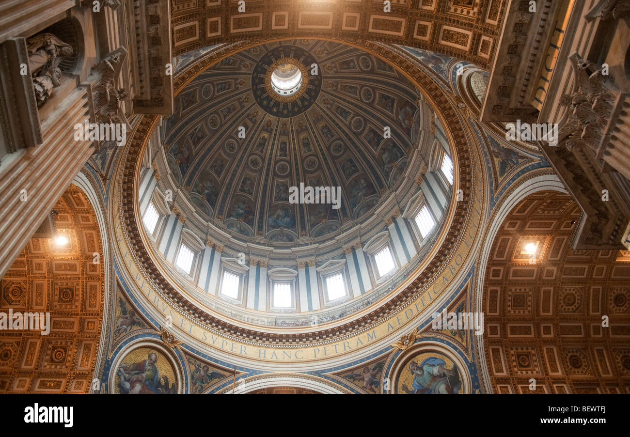 Interior of the main dome of St Peter's Basilica, Vatican City, Rome ...