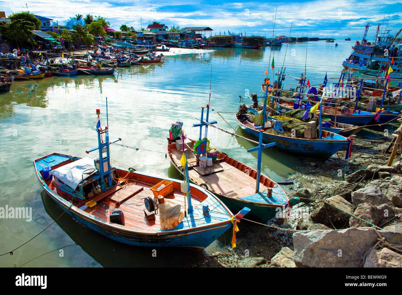 Fishing Boats docking in the morning Stock Photo - Alamy