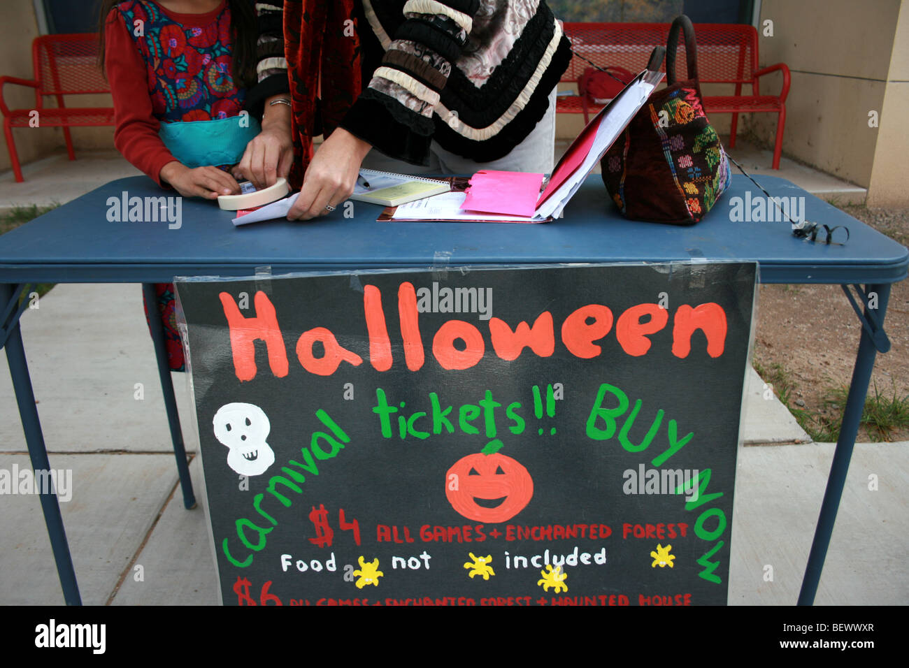 sign for an American Halloween carnival fundraiser for public ...