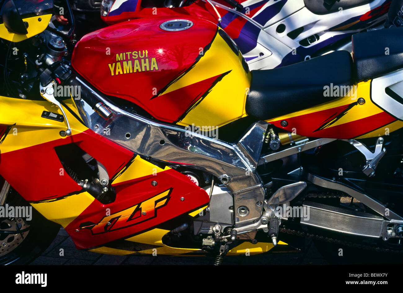 Mitsui sponsored Yamaha ZF motorcycle side detail Stock Photo - Alamy