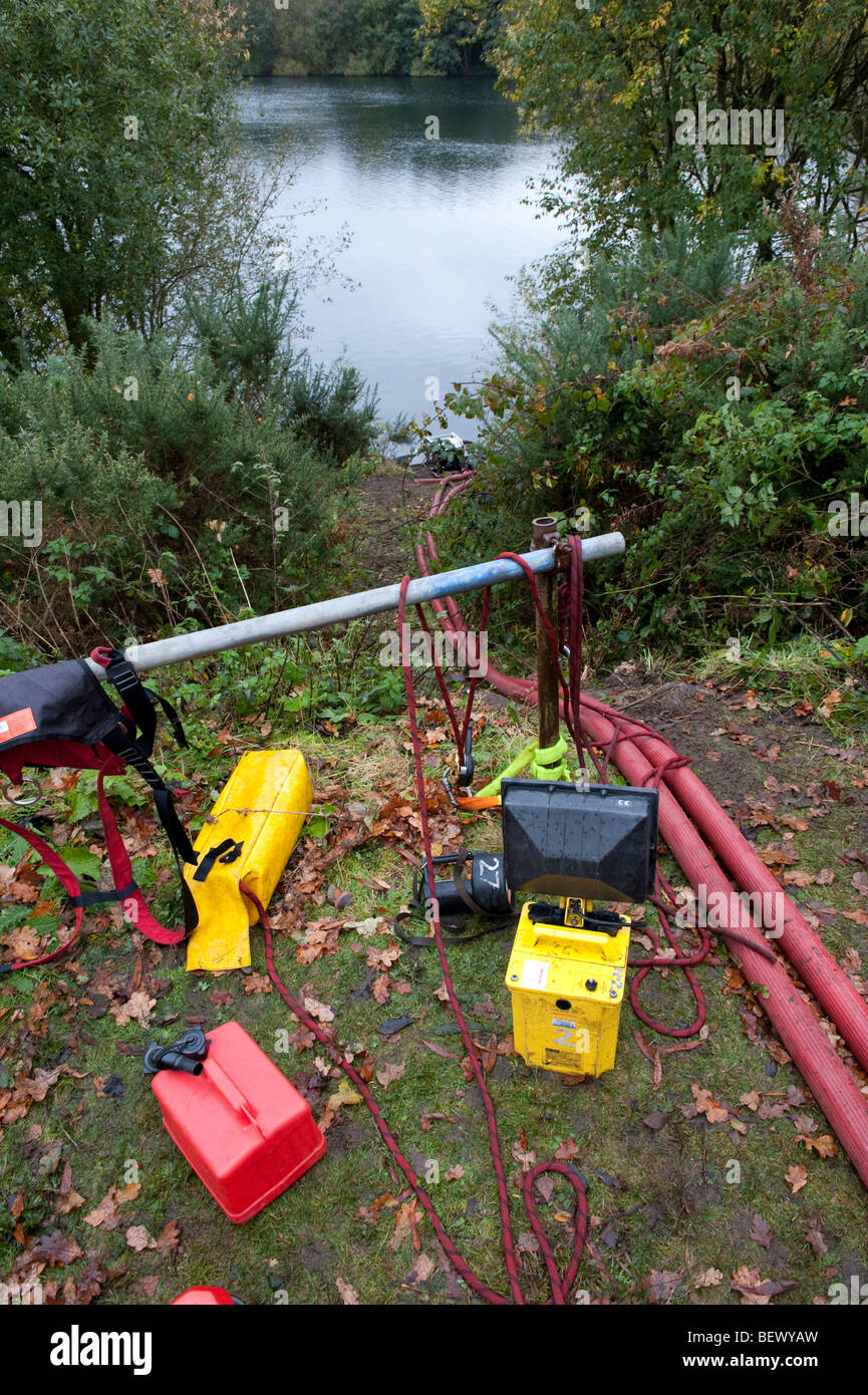Fire Brigade suction hose in open water / lake to provide water to ...