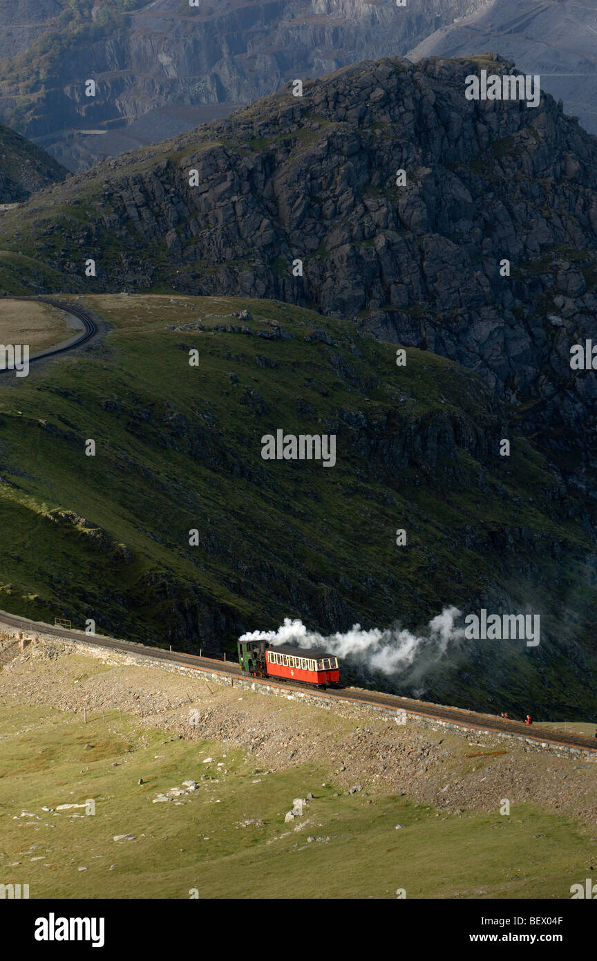 Steam train, Mount Snowdon, Snowdonia National Park, Gwynedd, Wales ...