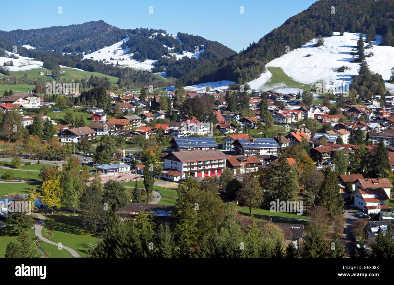 View of Oberstaufen in Bavaria Germany from the northern heights ...