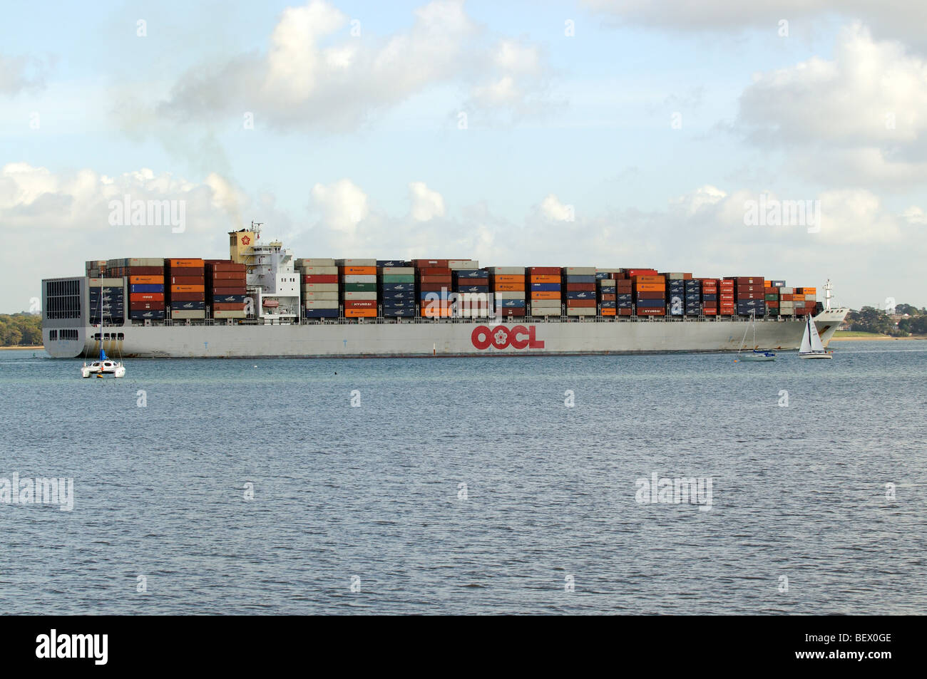 Container carrier OOCL Atlanta on Southampton Water southern England UK ...