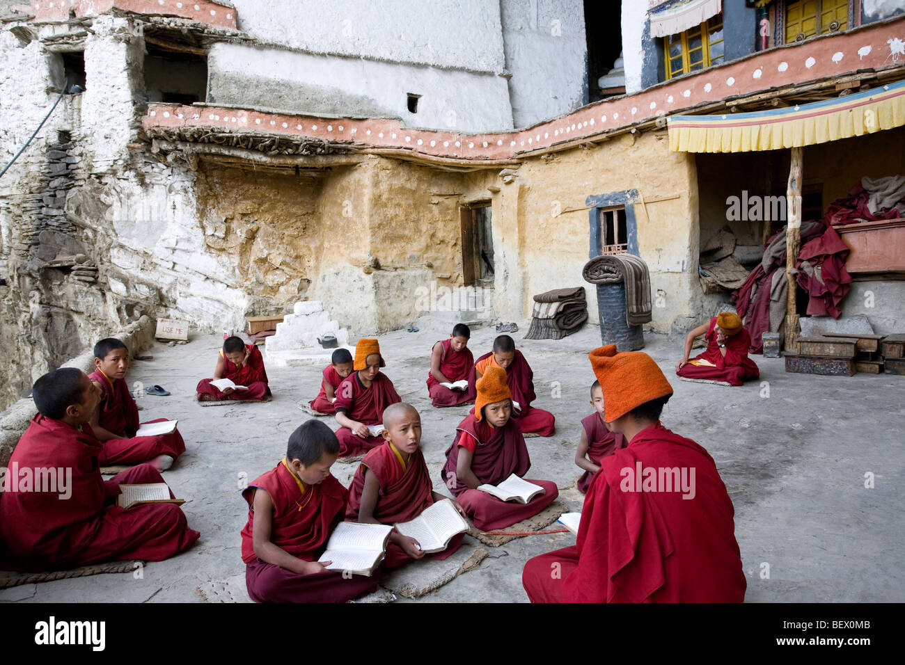 Novice monks studying the sacred texts. Phugtal monastery. Zanskar ...