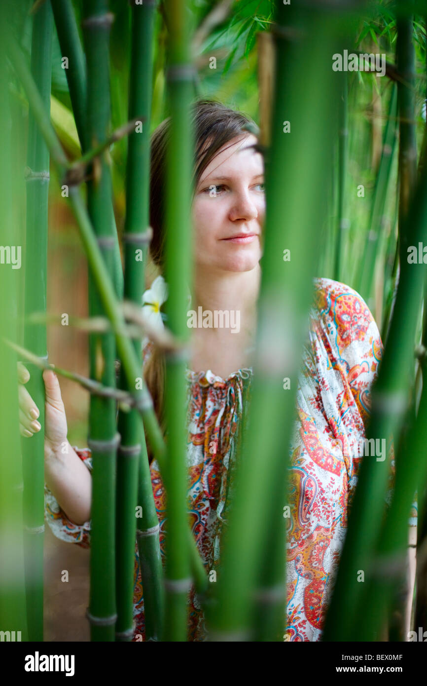 Lifestyle portrait of young beautiful woman outdoors Stock Photo - Alamy