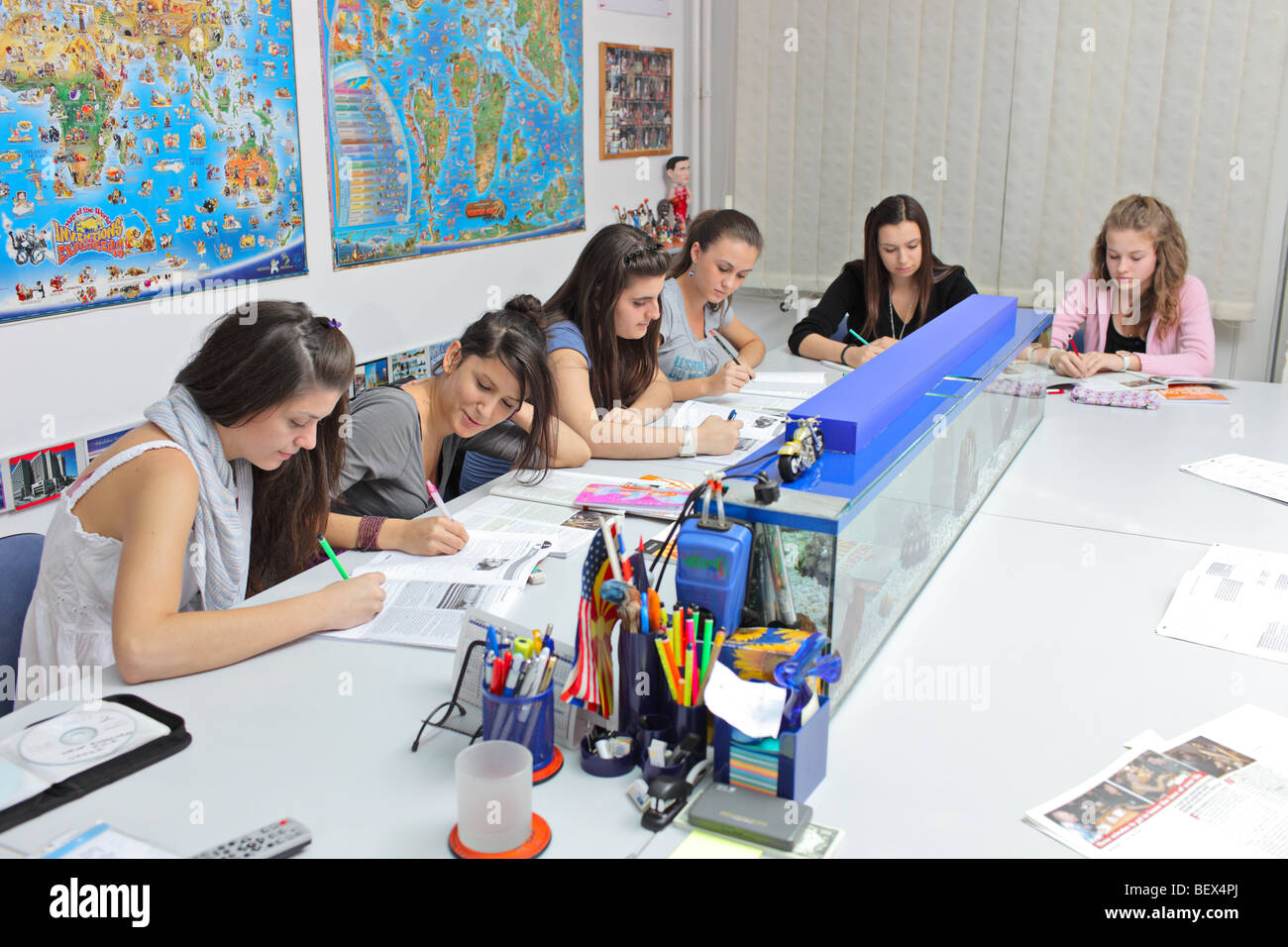 Group of students in a classroom Stock Photo - Alamy