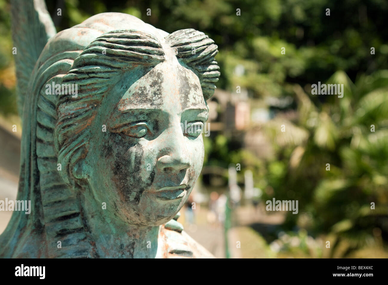 Close up of the head of a statue, Monte Palace Gardens, Monte, Funchal ...
