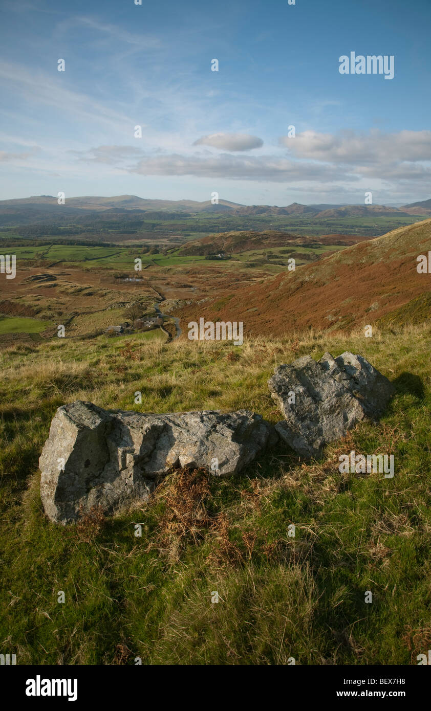 View from Great Burney Fell across the western lake district to the ...