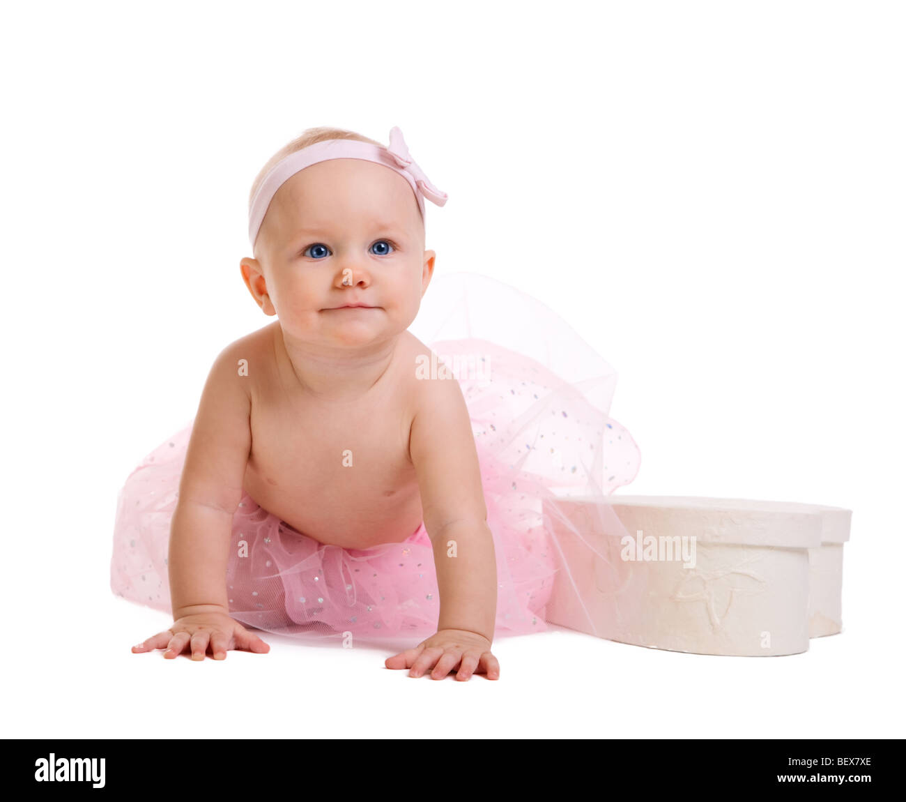 Baby Ballerina. Very cute happy baby girl wearing ballerina skirt ...