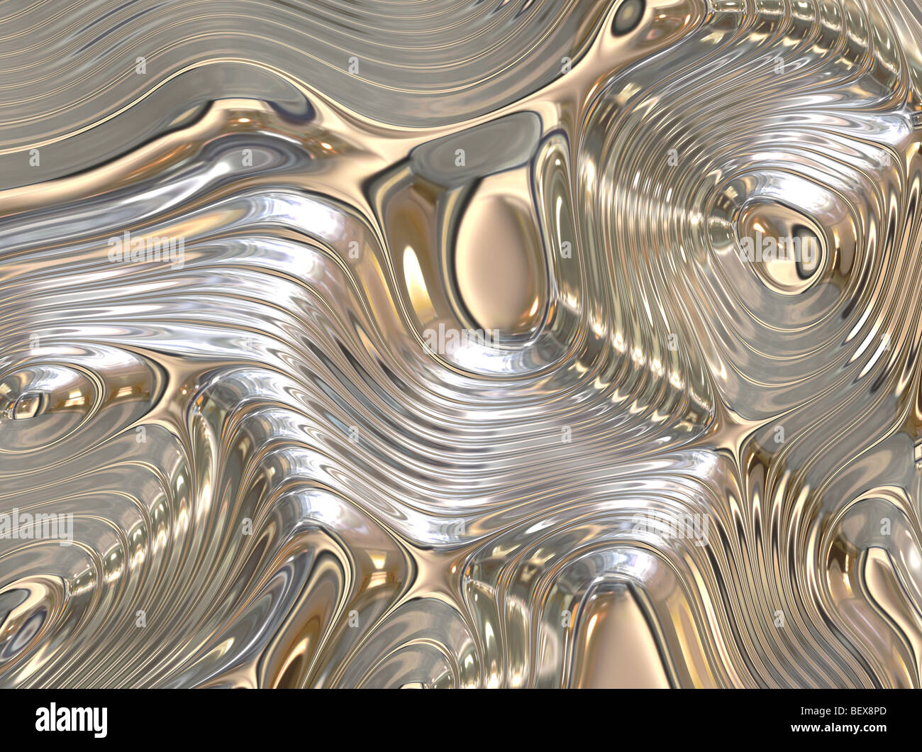 Soothing Liquid Flowing Metal Abstract Background in Calming Zen Waves ...