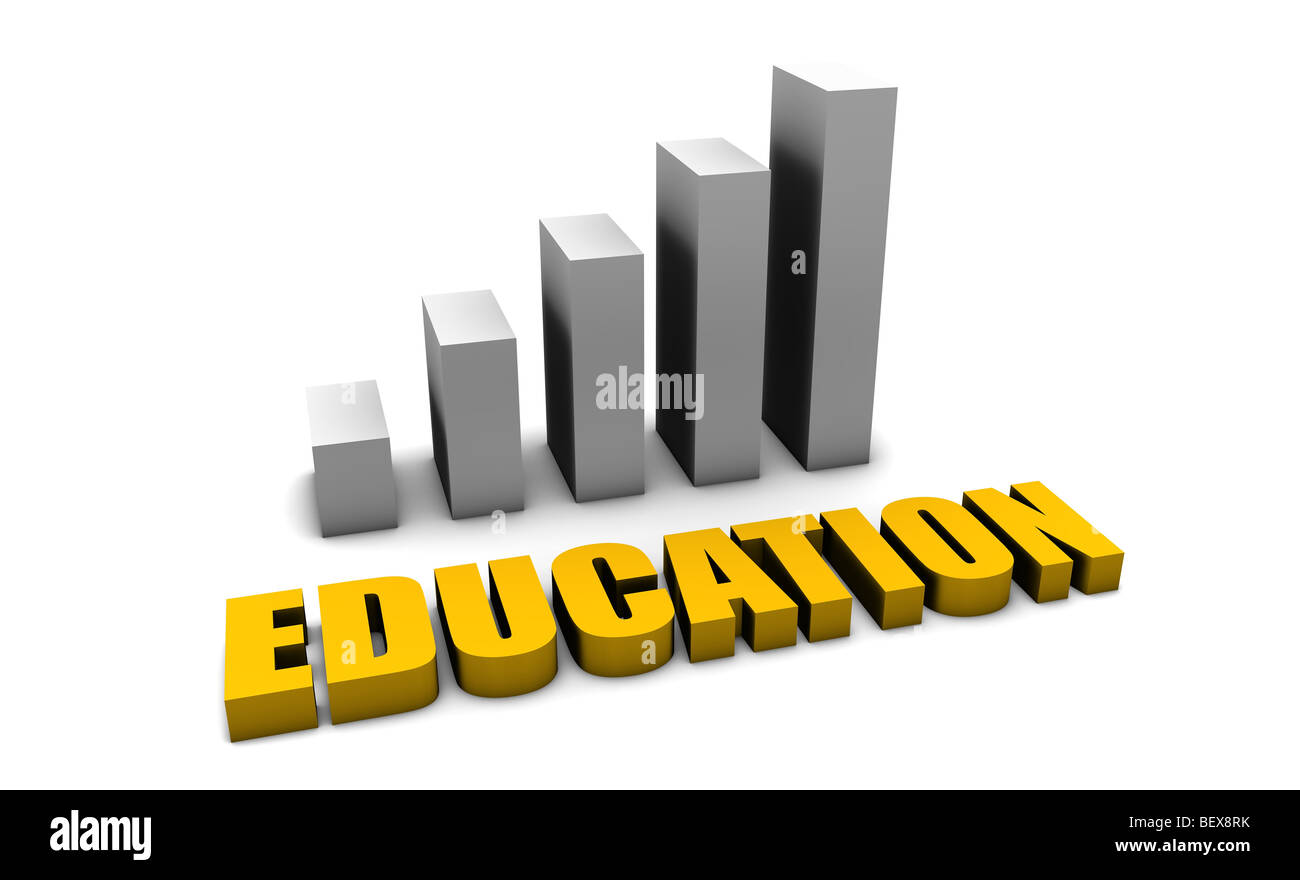 Cost of Education Increasing in 3d With Bar Graph Stock Photo - Alamy