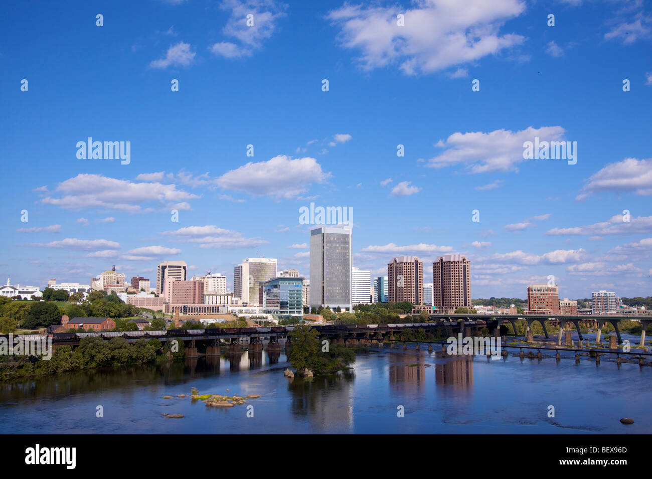 Richmond city skyline from above the James River Stock Photo - Alamy