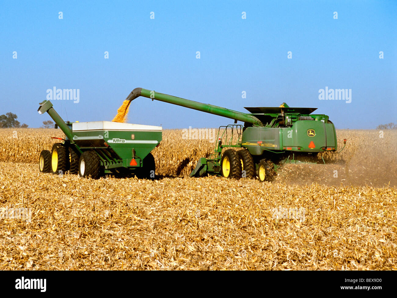 John Deere Combine Harvesting Corn