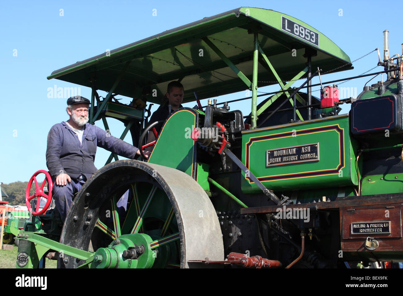A steam traction engine driver at the Cromford Steam Rally, Cromford ...
