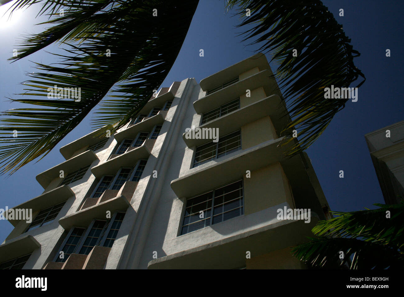 Art Deco Hotel, South Beach, Miami Beach, Miami, Florida, fl, USA, palm ...