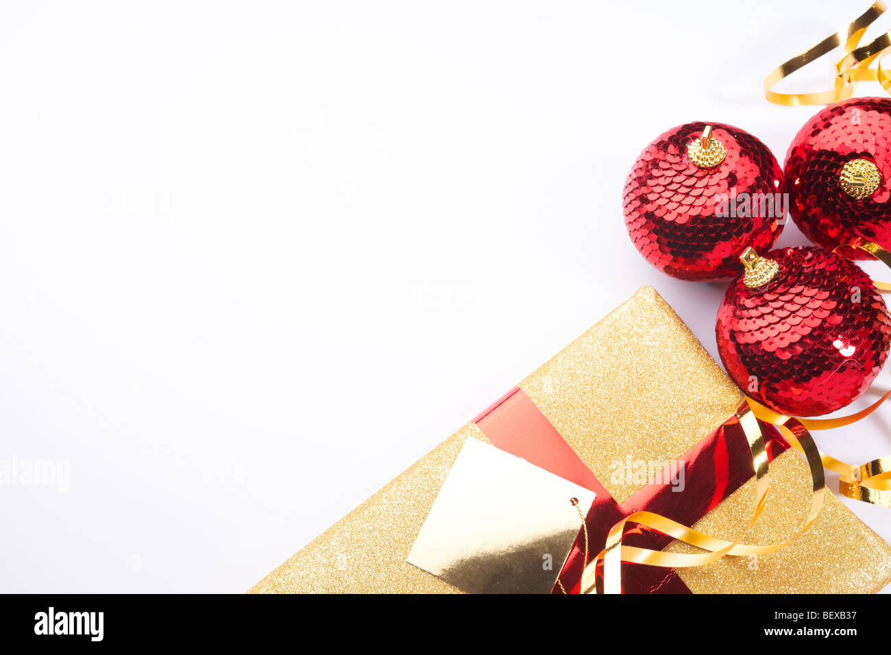 Christmas present white background Stock Photo - Alamy