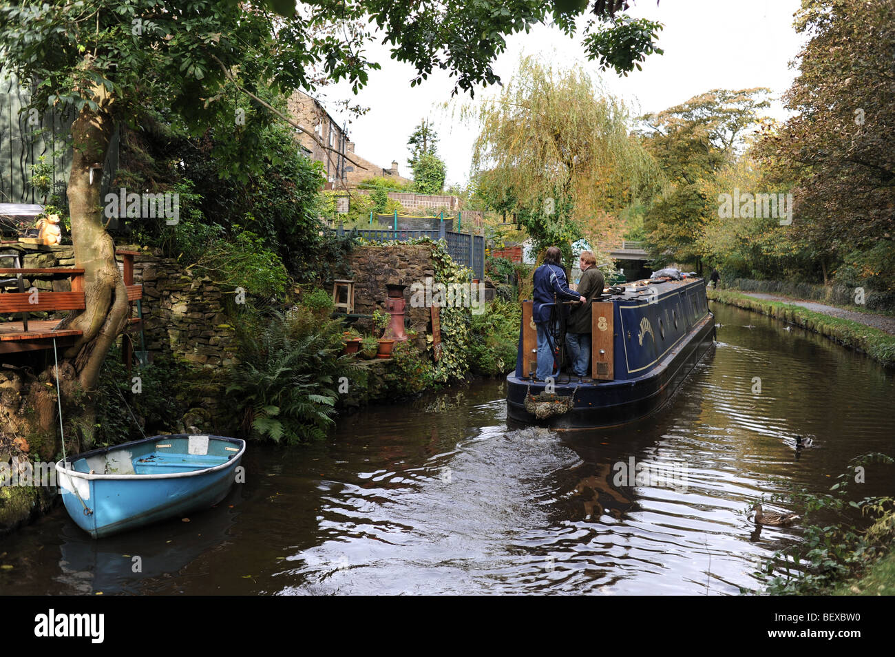 Narrowboat on the Peak Forest canal system at Whaley Bridge in ...