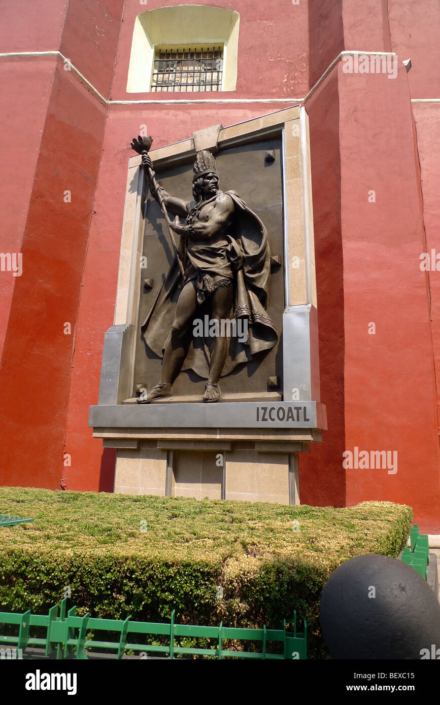 Relief of the ancient Aztec god Izcoatl, Mexico City Stock Photo - Alamy
