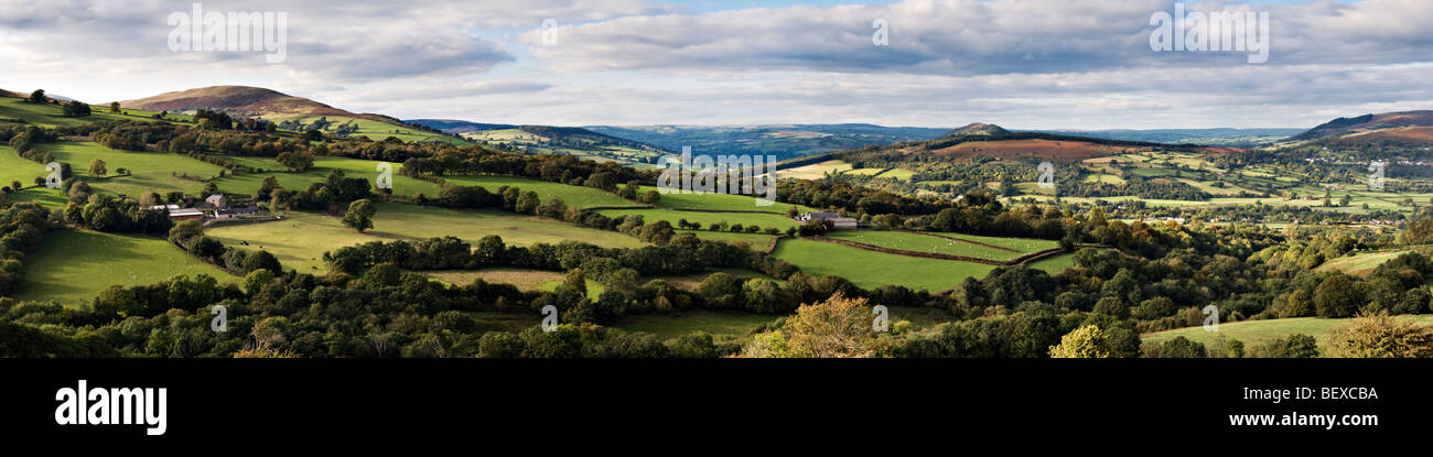Panoramic picture over the Usk valley taken from Llangynidr moors on ...