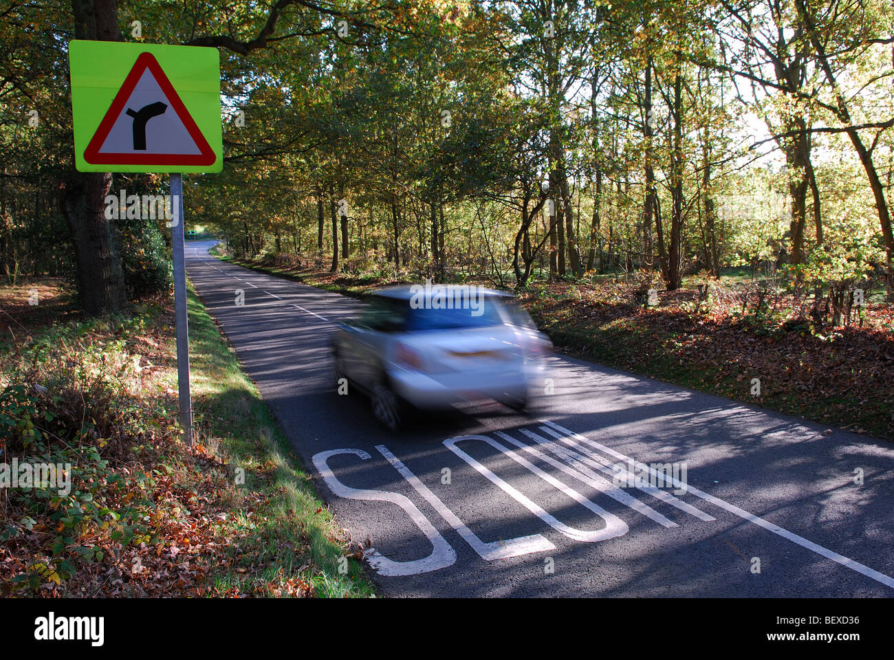 Sharp bend road sign on hi-res stock photography and images - Alamy