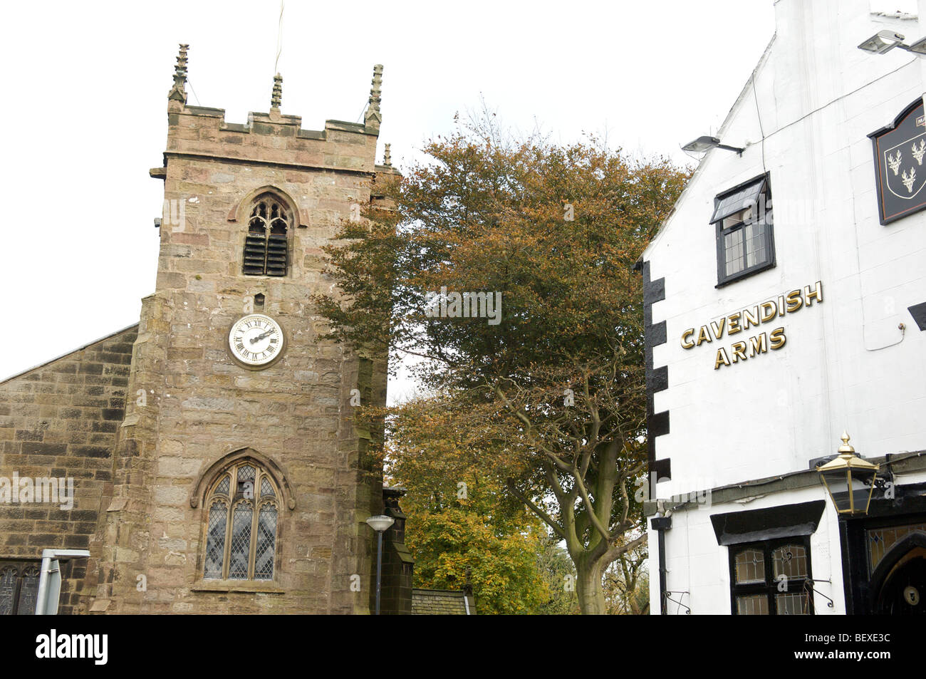 St James Church and local pub in Brindle village, Lancashire, England ...