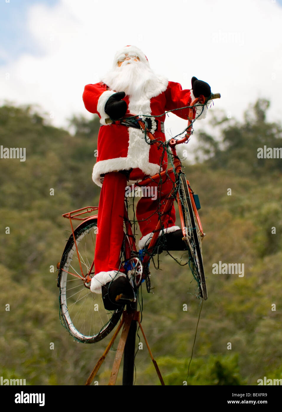 Santa Claus mounted above a home in rural Victoria, Australia Stock ...