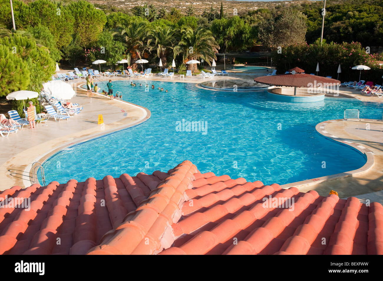 The swimming pool at a holiday complex in Teos, Turkey Stock Photo - Alamy