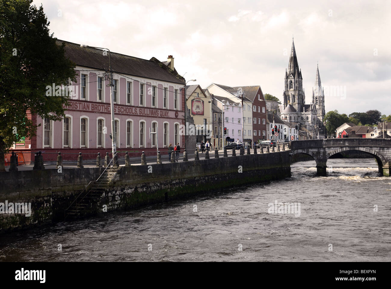 cork river view towards st fin barre's cathedral Stock Photo - Alamy