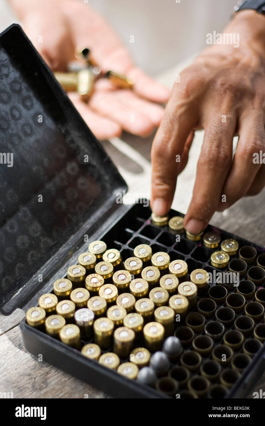 A bullet tray at a firing range Stock Photo - Alamy