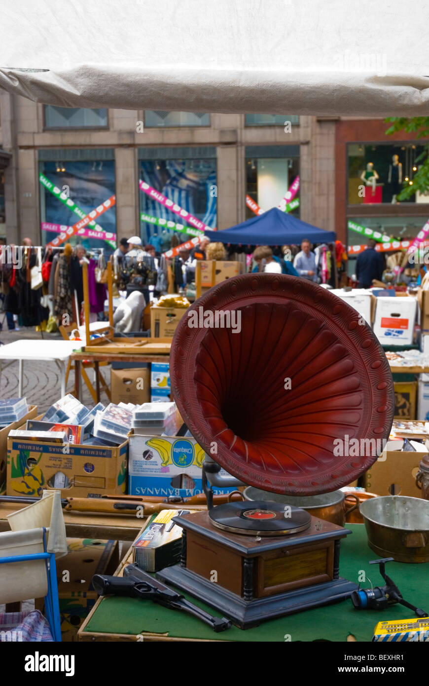 Sunday flea market at Hötorget square in central Stockholm Sweden ...