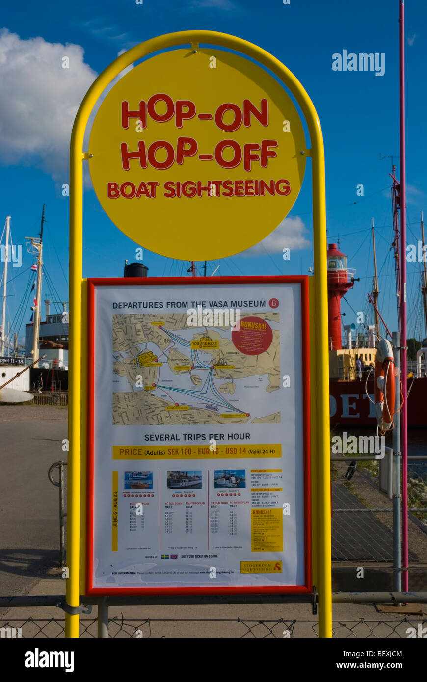 Sign of boat sightseeing tour in Djurgården Stockholm Sweden Europe ...