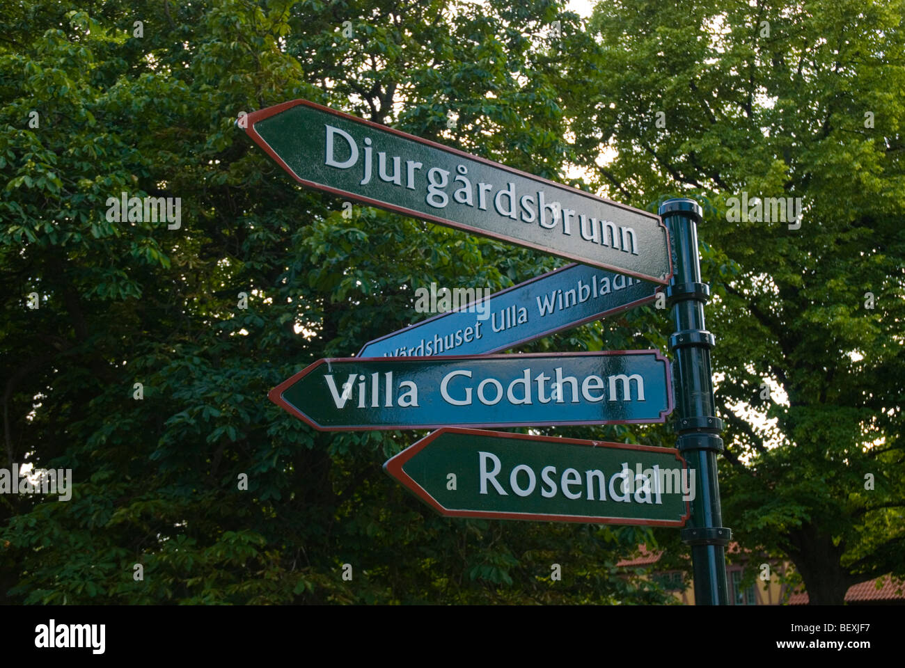 Signs Djurgården Stockholm Sweden Europe Stock Photo - Alamy