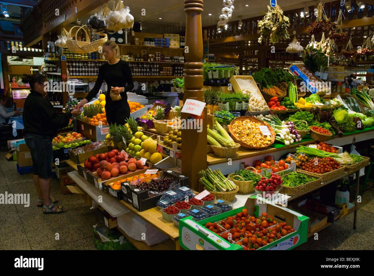 Fresh produce stall in Östermalms Saluhallen the stermalm market hall ...