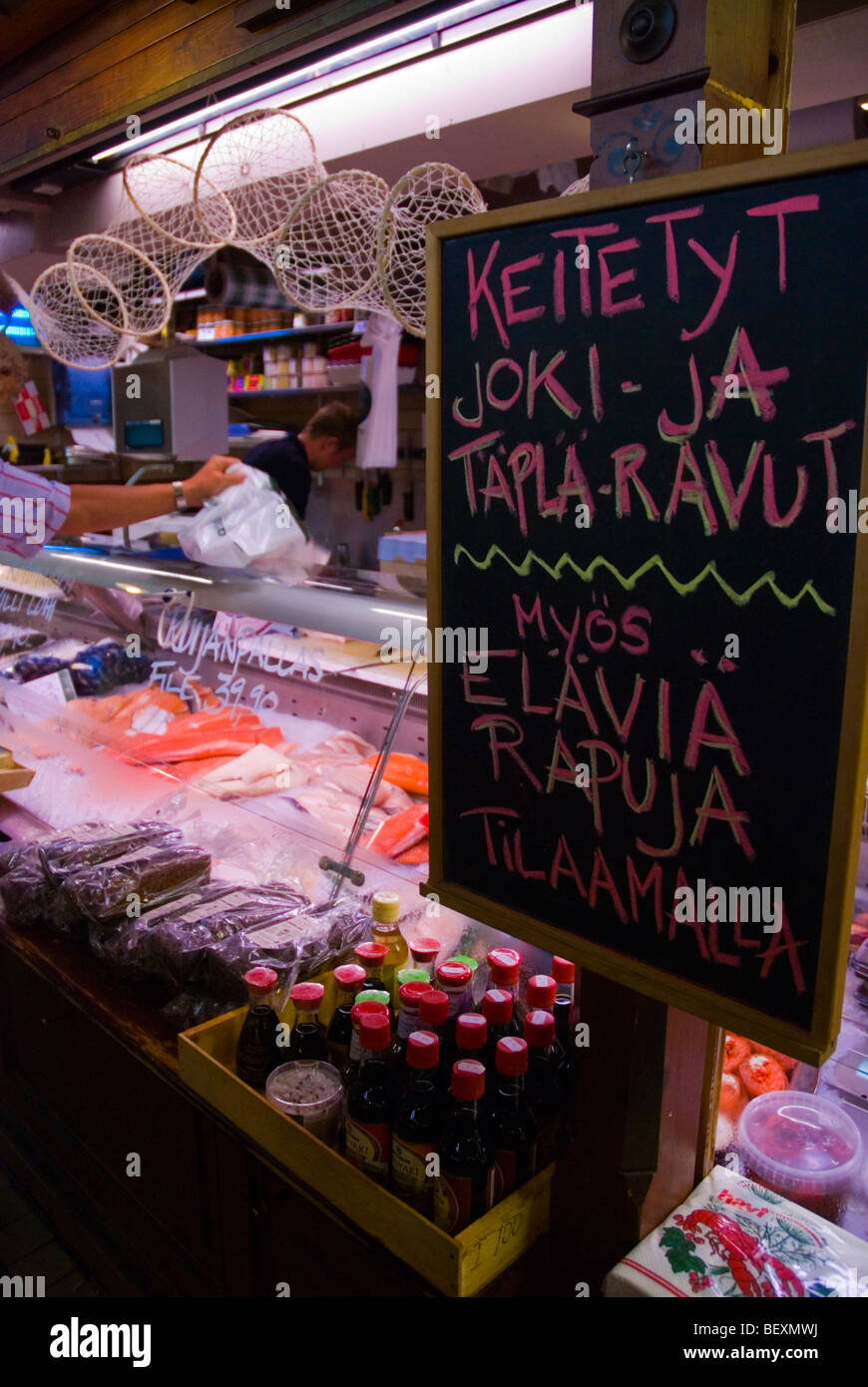 Seafood stall in Vanha Kauppahalli the old market hall in central ...