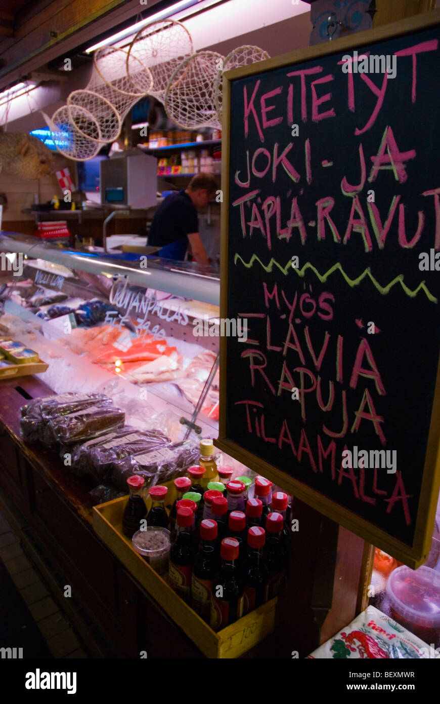 Seafood stall in Vanha Kauppahalli the old market hall in central ...