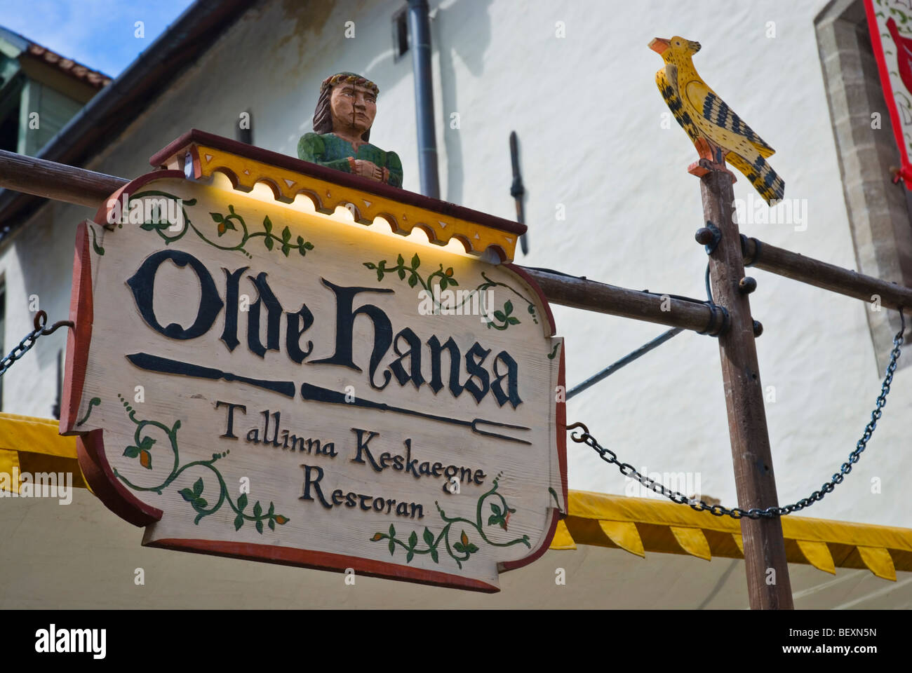 Olde Hansa the medieval restaurant sign old townTallinn Estonia Europe ...