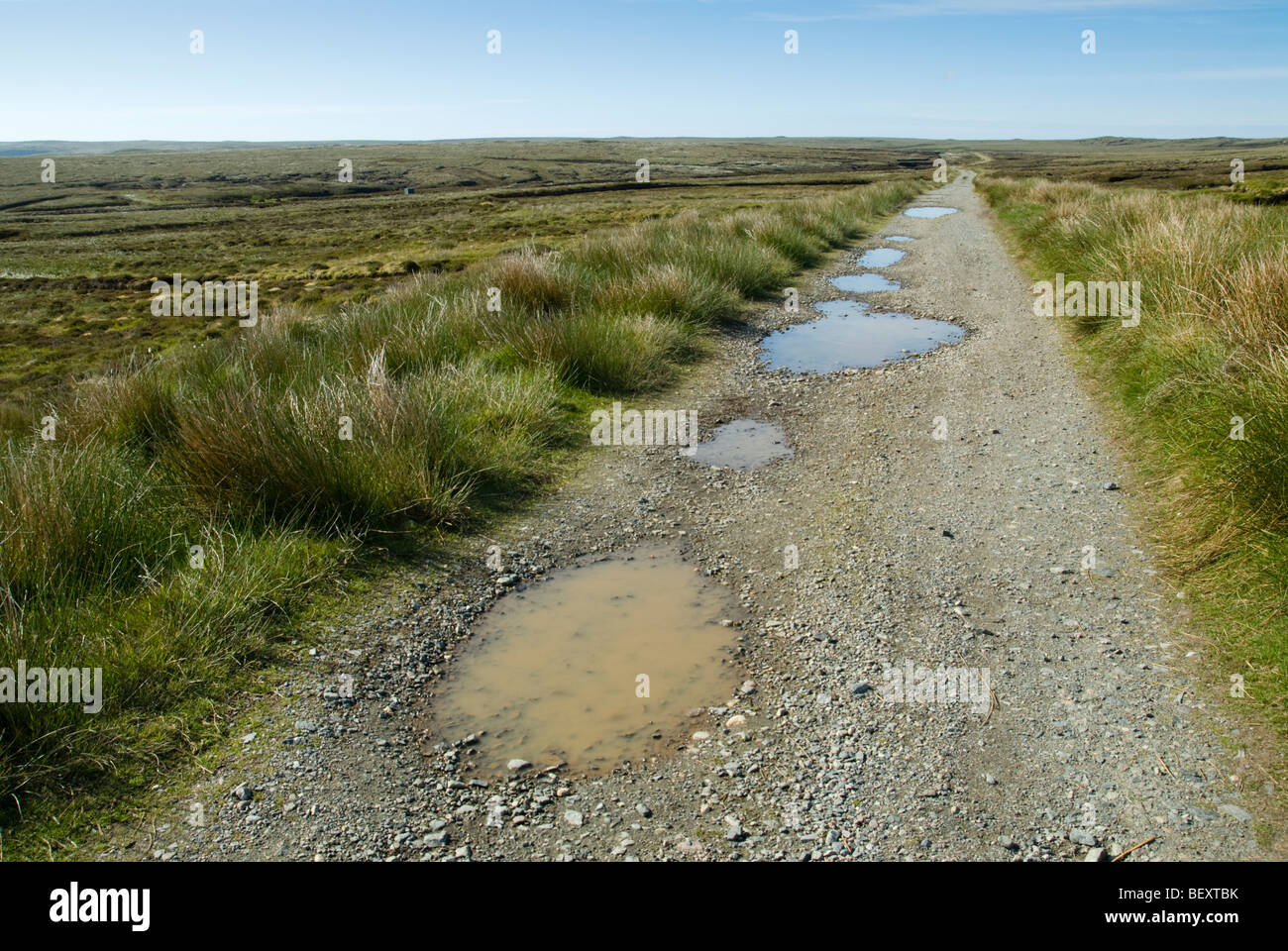 Road into peat moorland with trenches visible near Port of Ness, Isle ...