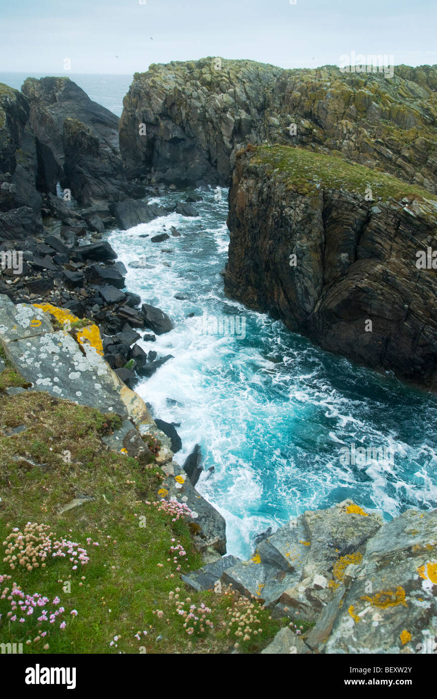 Rocks, cliffs and sea at the Butt of Lewis, Isle of Lewis Scotland ...