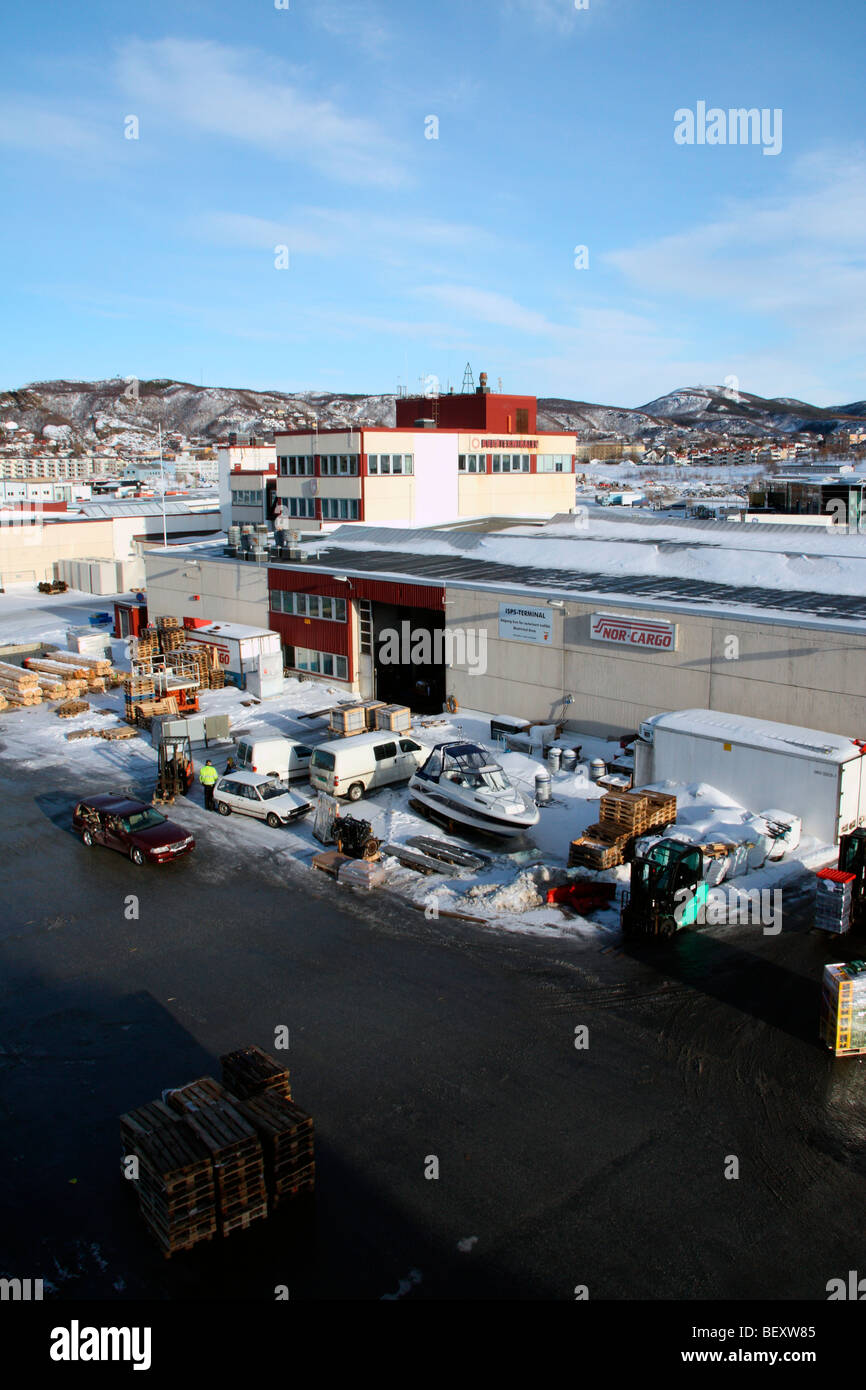 NOR Cargo depot at BODO harbour Norway Stock Photo - Alamy