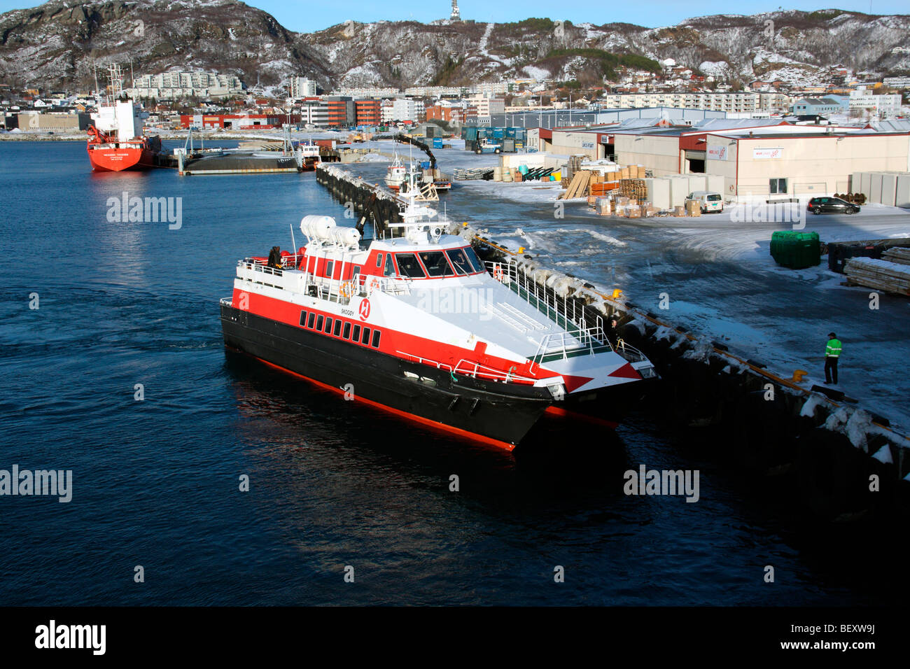 Hurtigruten catamaran ferry boat in BODO harbour Norway Stock Photo - Alamy