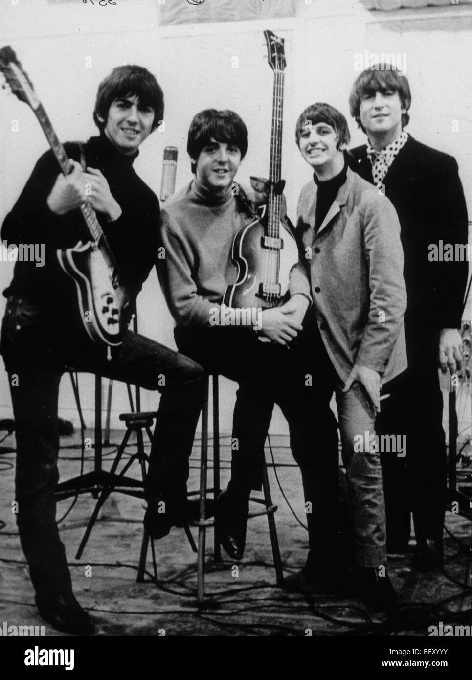 Beatles with instruments Black and White Stock Photos & Images - Alamy