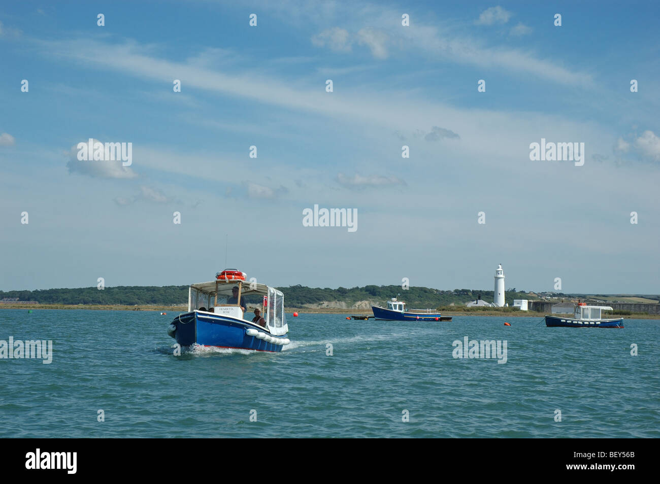the ferry from Hurst Castle to Keyhaven, Hampshire, England, UK, with ...