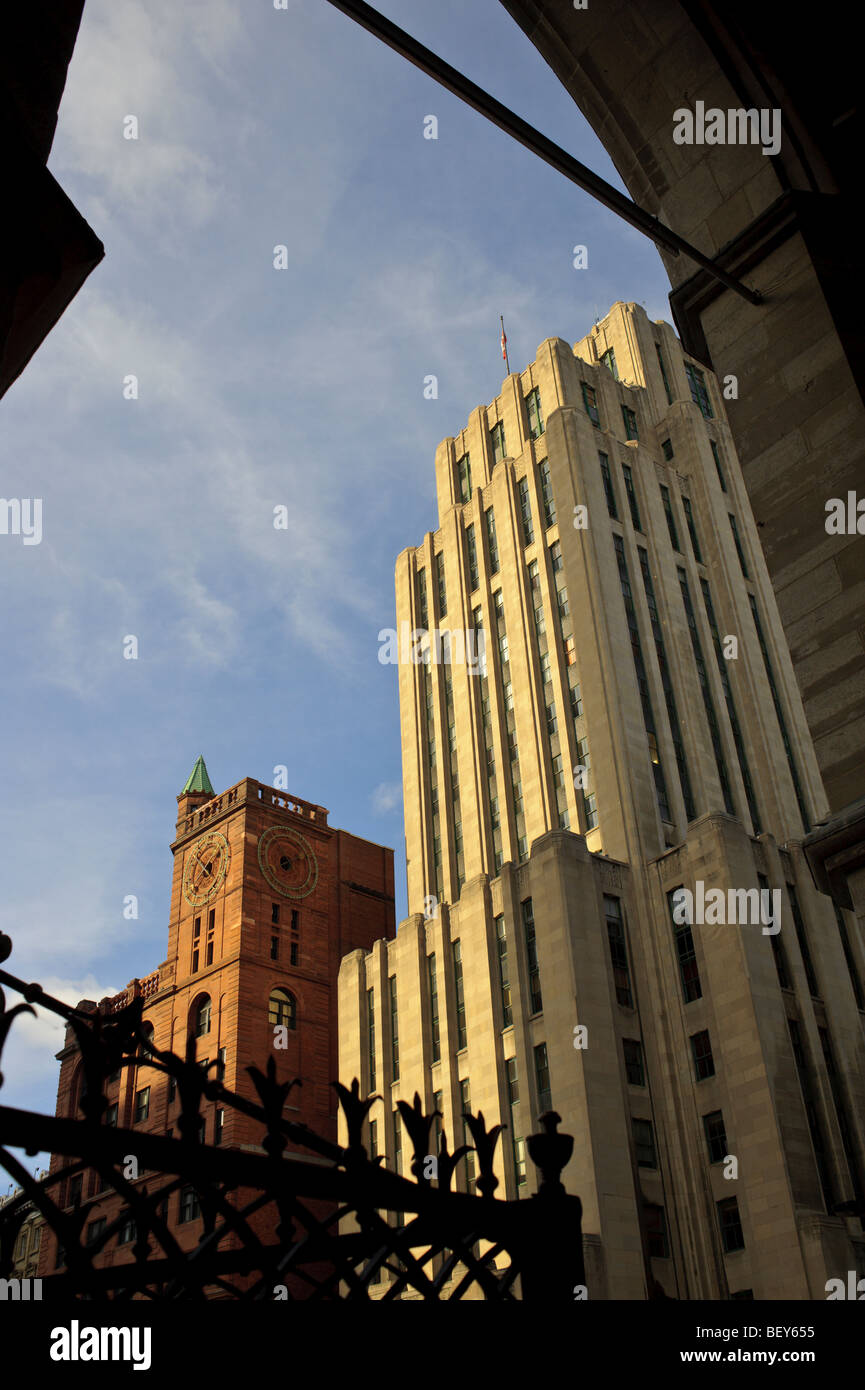 Red building is Montreal's first skyscrapper Stock Photo - Alamy