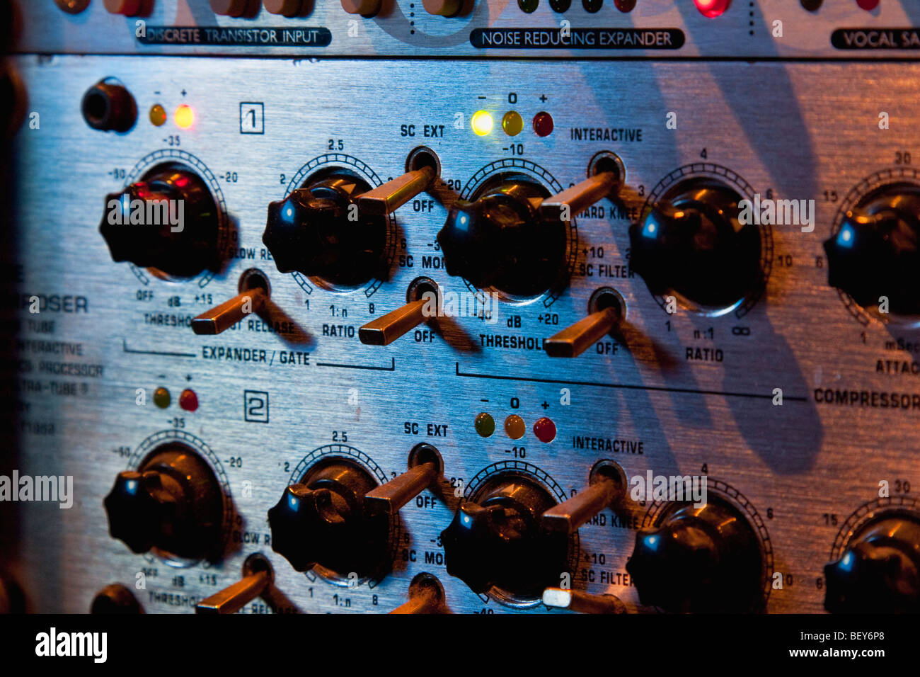 Sound studio lights and dials Stock Photo - Alamy