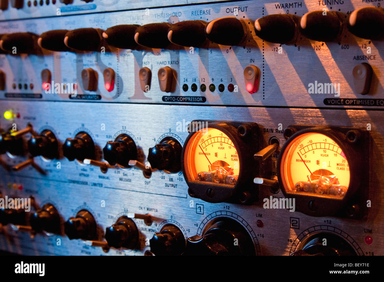 Sound studio lights and dials Stock Photo - Alamy
