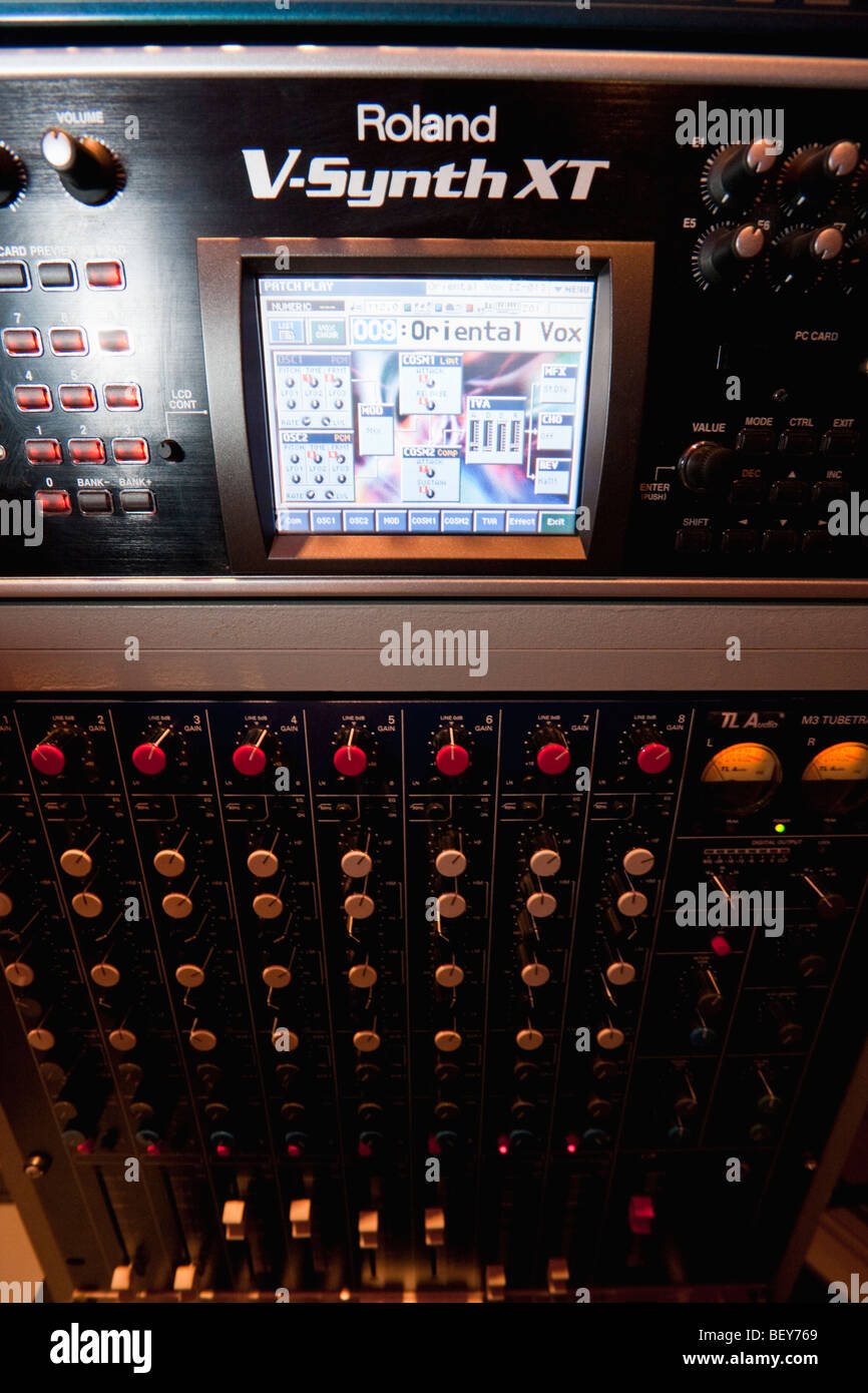 Sound studio lights and dials Stock Photo - Alamy