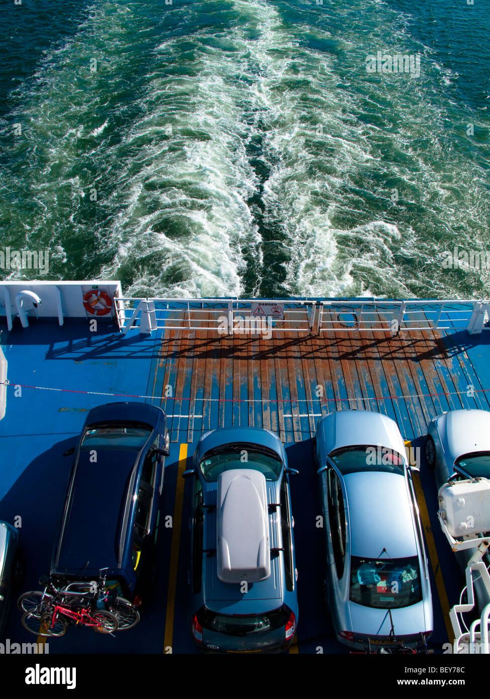 View of cars parked on a cross channel Brittany Ferries ship Stock ...